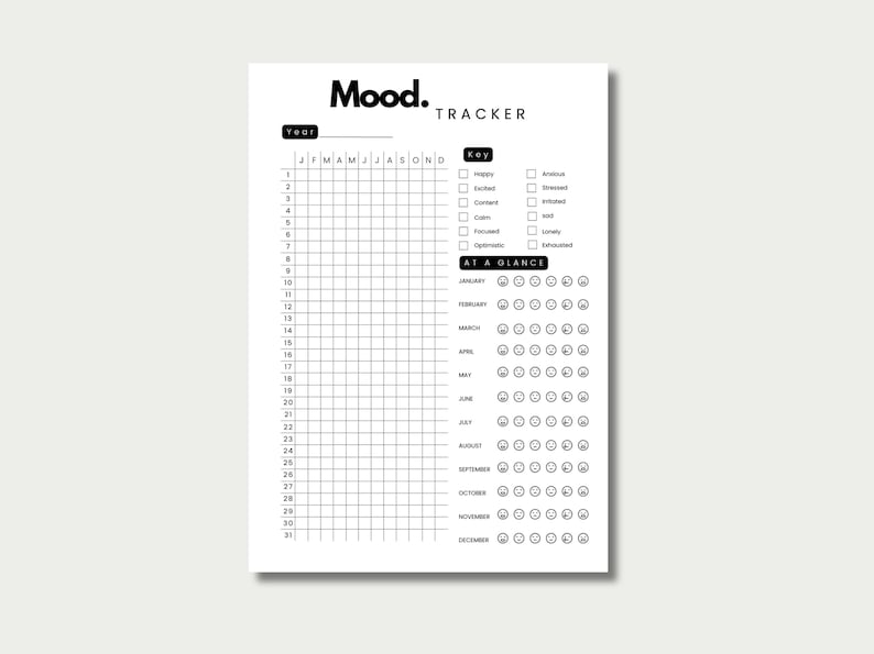 Daily Mood Tracker Printable Mood Tracker Journal Daily Tracker PDF ...