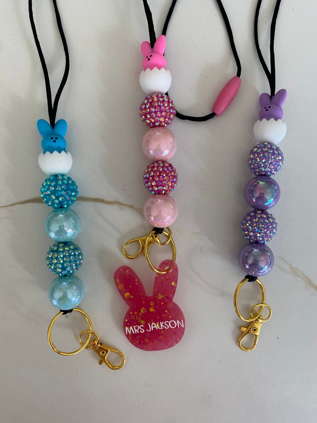 Easter Lanyard Bunny Lanyard Spring Lanyard Rabbit Lanyard Personalized ...