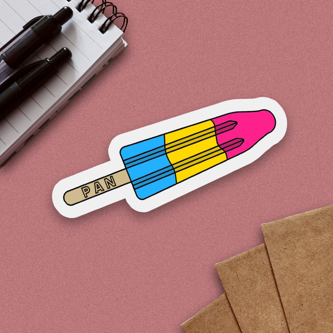 Pansexual Popsicle LGBT Flag Sticker, Subtle Cute Pink Yellow Blue ...