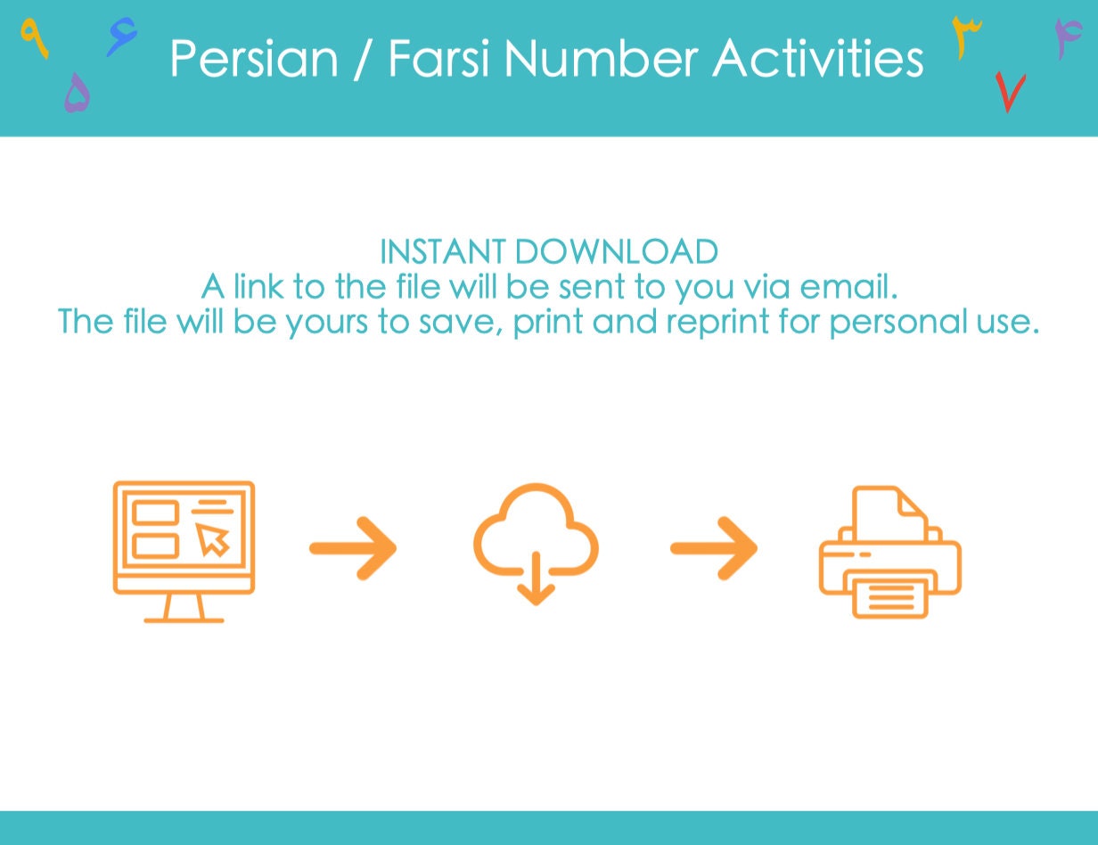 Persian / Farsi Number Activities - Preschool Pack - Etsy