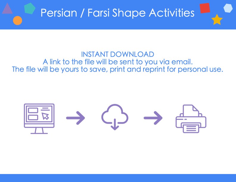 Persian / Farsi Shape Activities Download - Primary Pack - Etsy