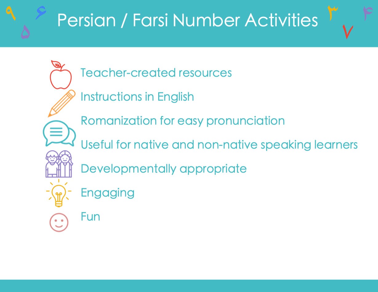 Persian / Farsi Number Activities - Preschool Pack - Etsy