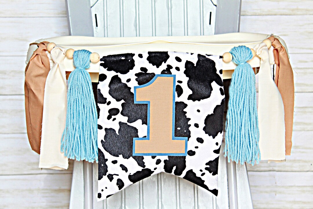 Cowboy First Birthday Cow Print First Birthday Banner Farm - Etsy