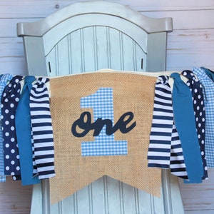 Blue First Birthday Banner, 1st Birthday Boy, First Birthday Banner ...