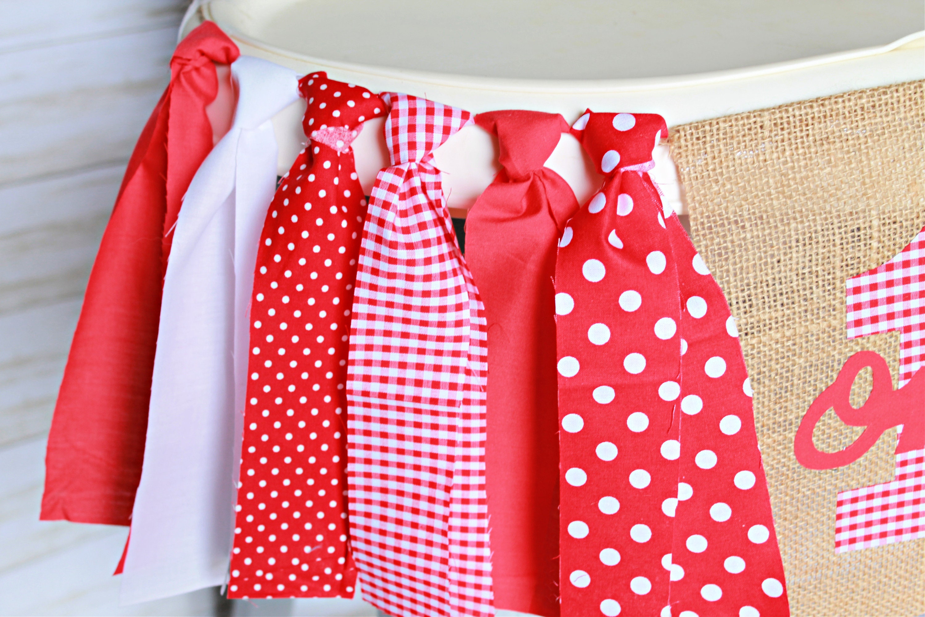 Red Gingham First Birthday High Chair Banner, Red First Birthday High ...