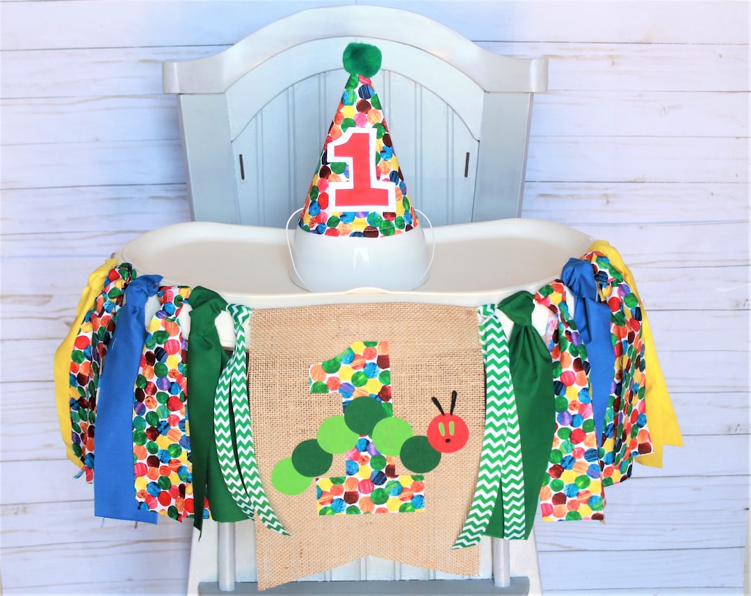Caterpillar First Birthday, Hungry Caterpillar Banner, High Chair ...