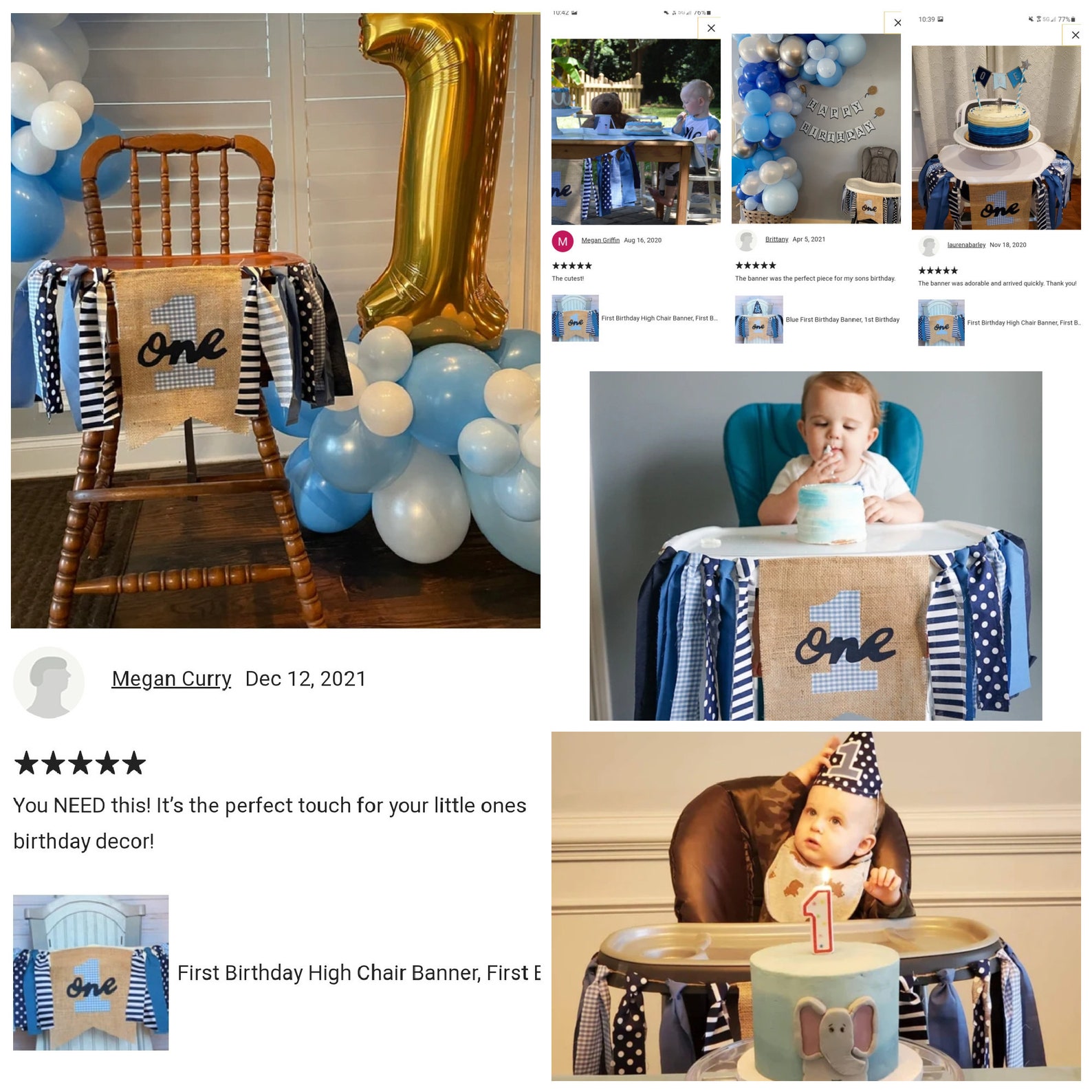 Blue First Birthday Banner 1st Birthday Boy First Birthday | Etsy