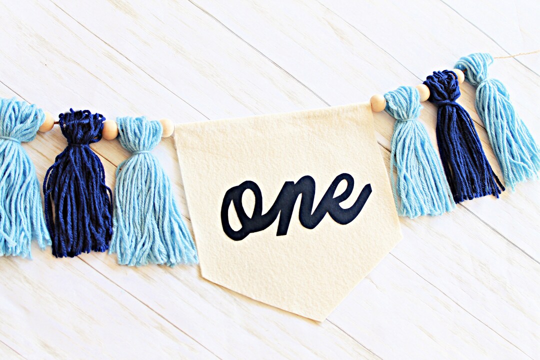 Blue Yarn First Birthday Banner Yarn First Birthday Banner - Etsy