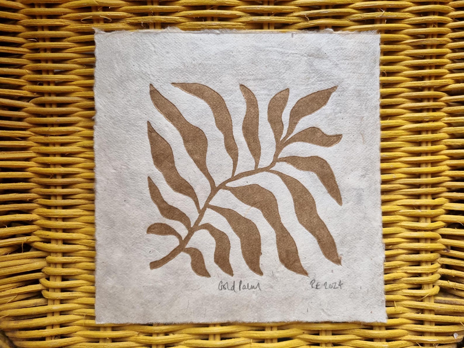 Original Handprinted Linocut Olive Palm Linoprint Abstract Minimal ...