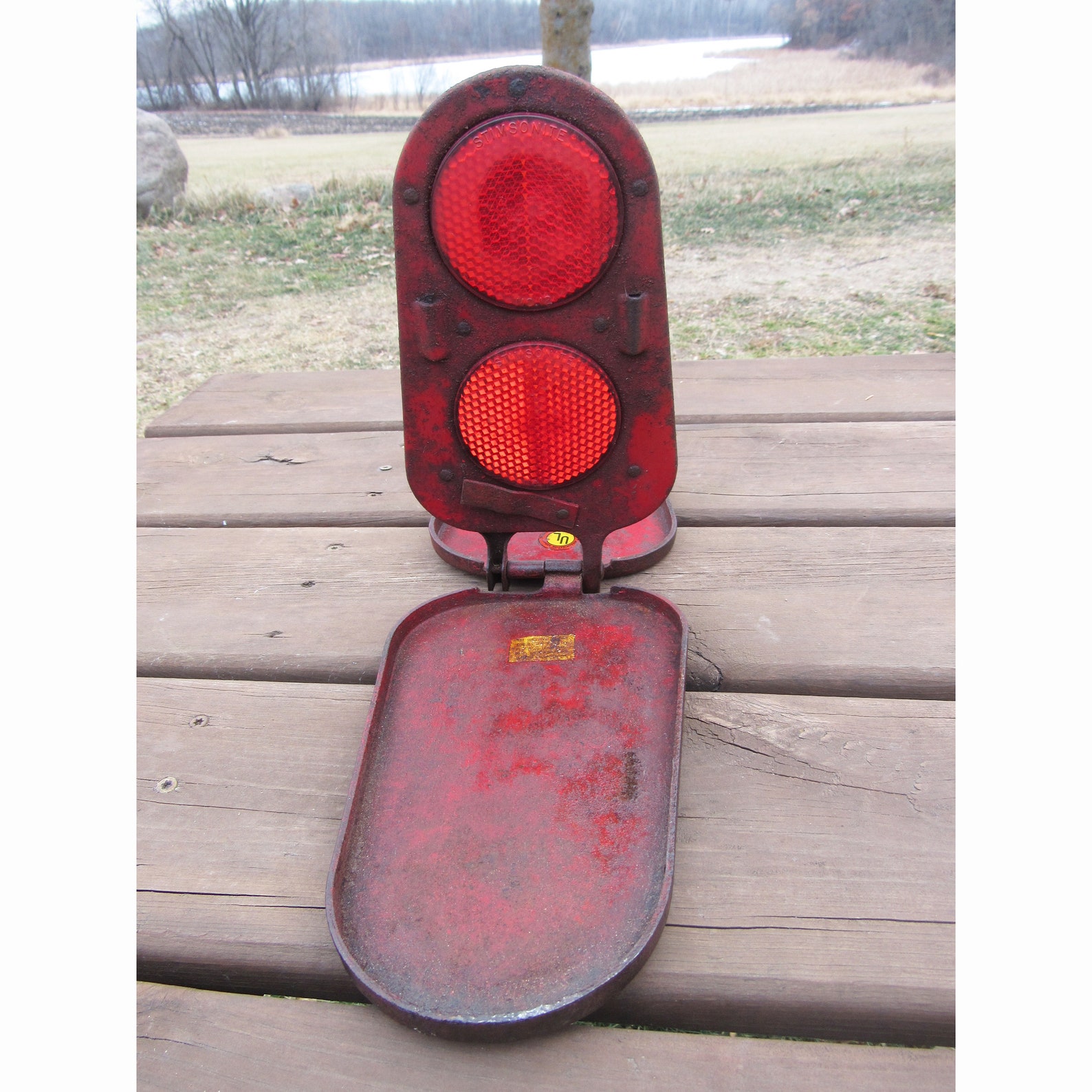 Price Reduced Red Rusty Road Reflector - Etsy