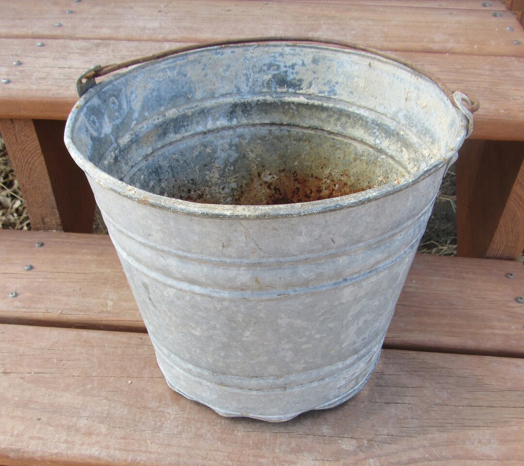 Rusty Galvanized Bucket, - Etsy