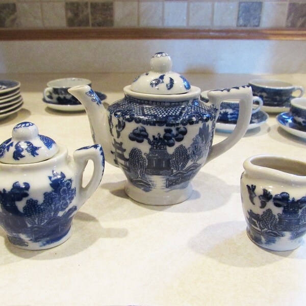 Blue Willow Tea Set - Etsy