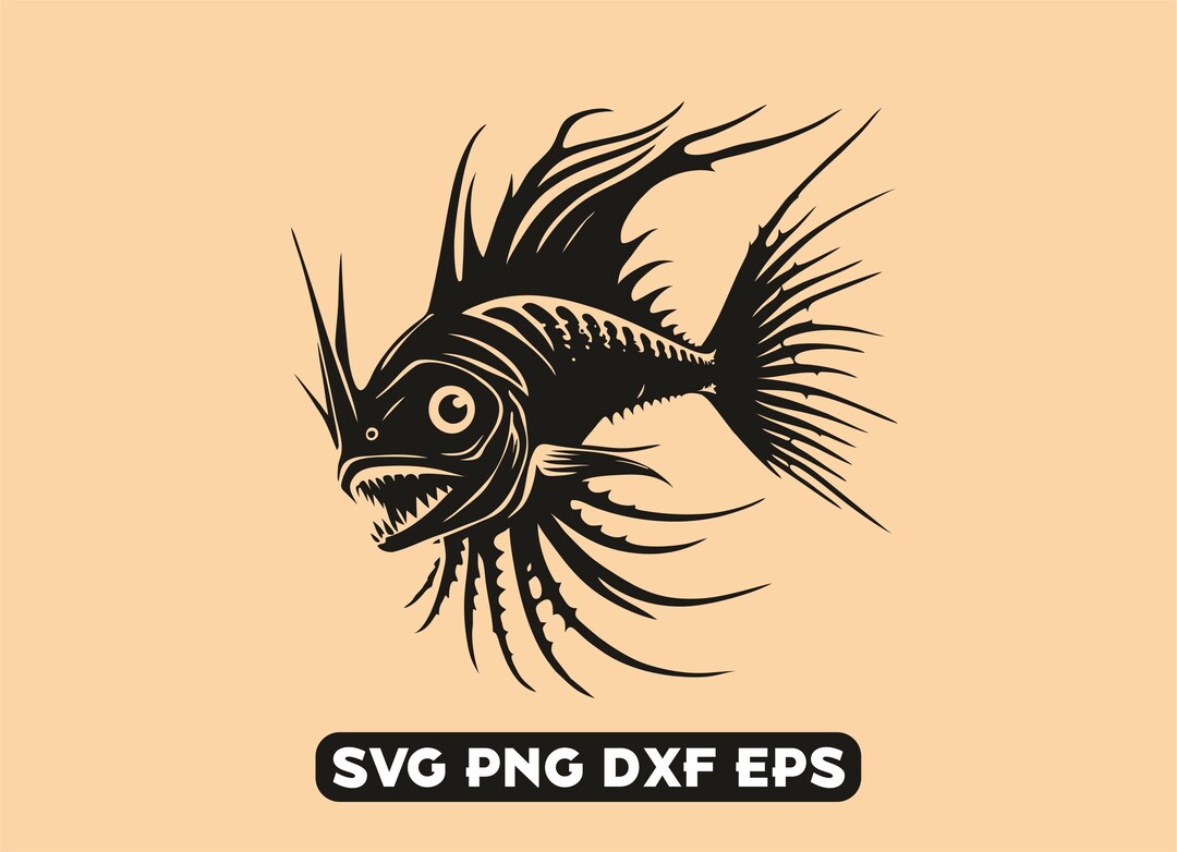 Angry Fish Svg, Scary Fish Silhouette, Skeleton of the Fish Svg - Etsy