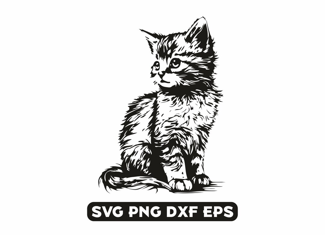 Cute Cat Svg, Kitten Svg, Small Cat Silhouette, Vector Kitten Clipart ...