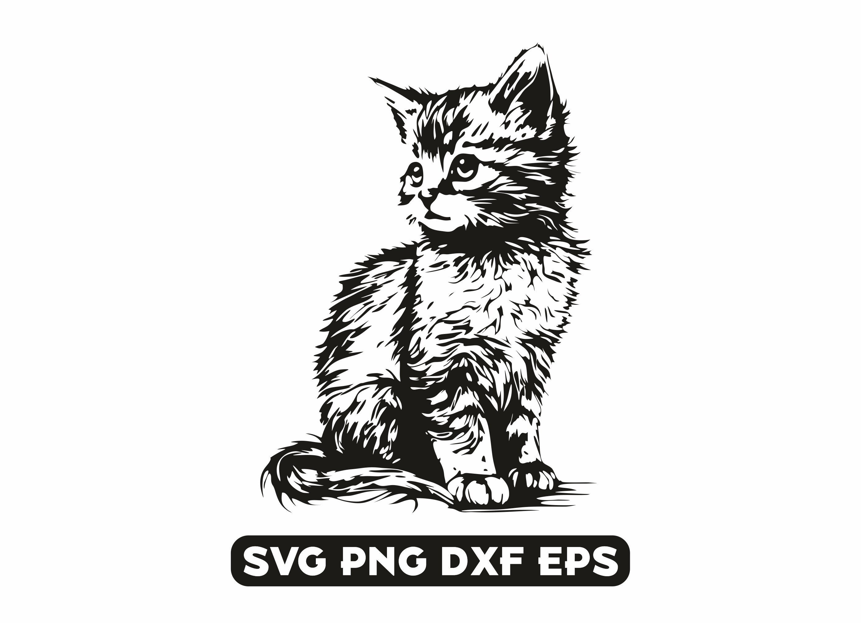 Cute Cat Svg Kitten Svg Small Cat Silhouette Vector Kitten - Etsy