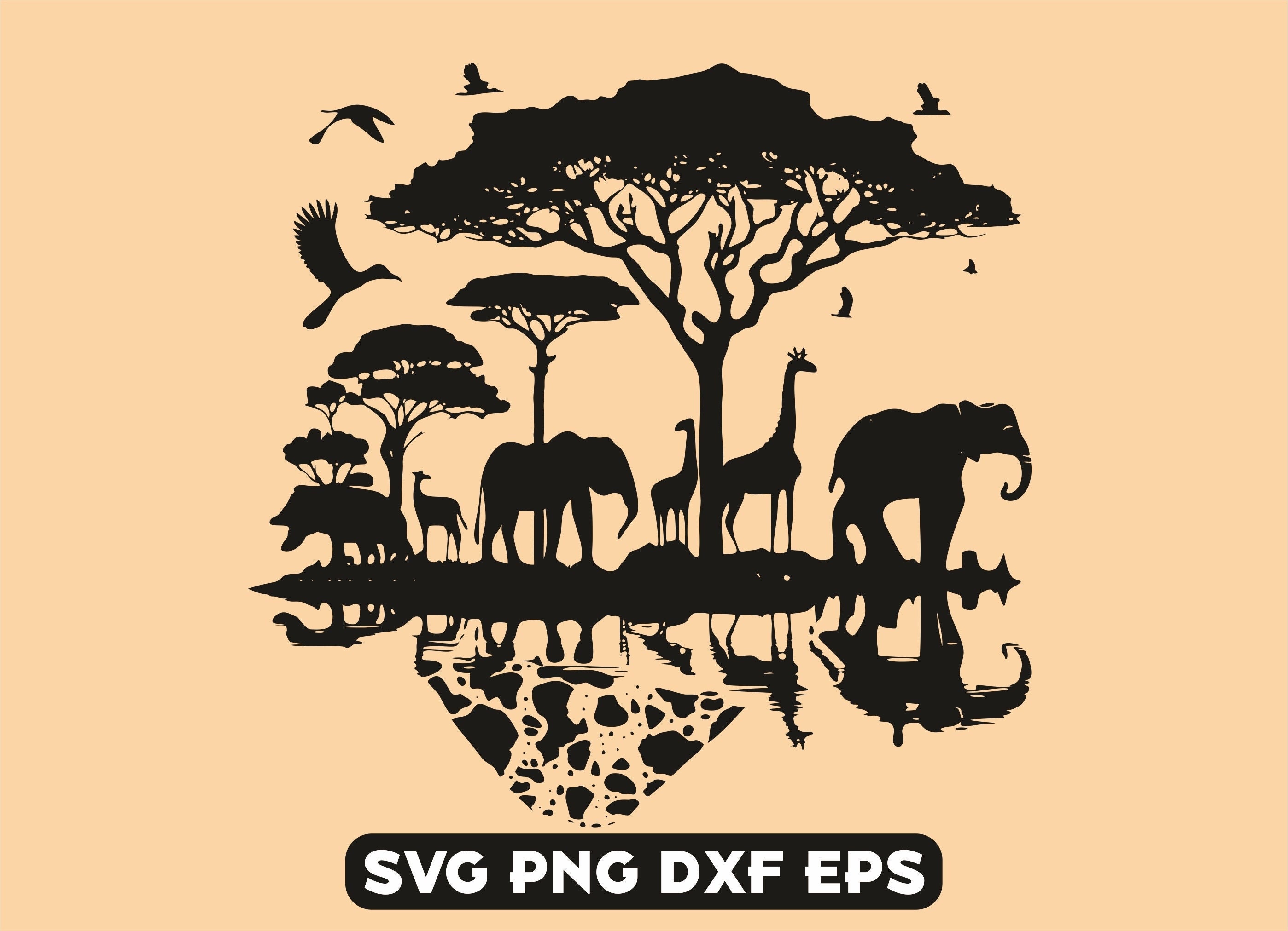 Safari Scene Svg, Safari Svg, Safari Animals Clipart, Wild Life Silhouette - Etsy Canada