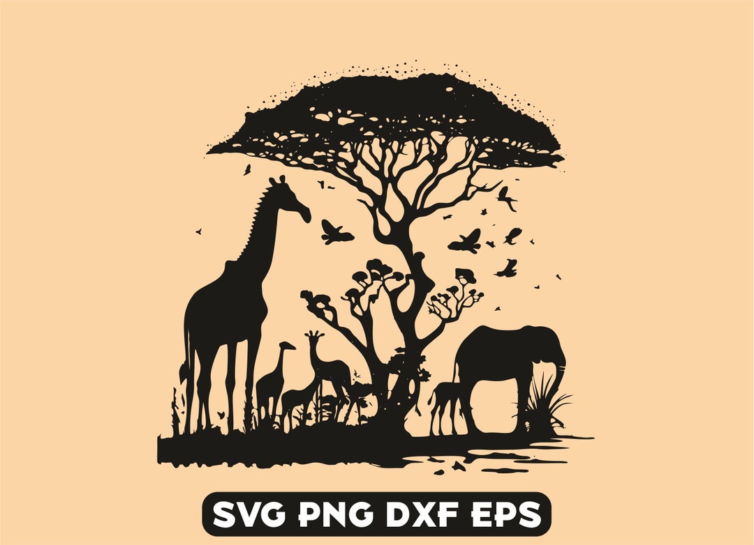 Safari Scene Svg, Safari Svg, Safari Animals Clipart, Wild Life ...