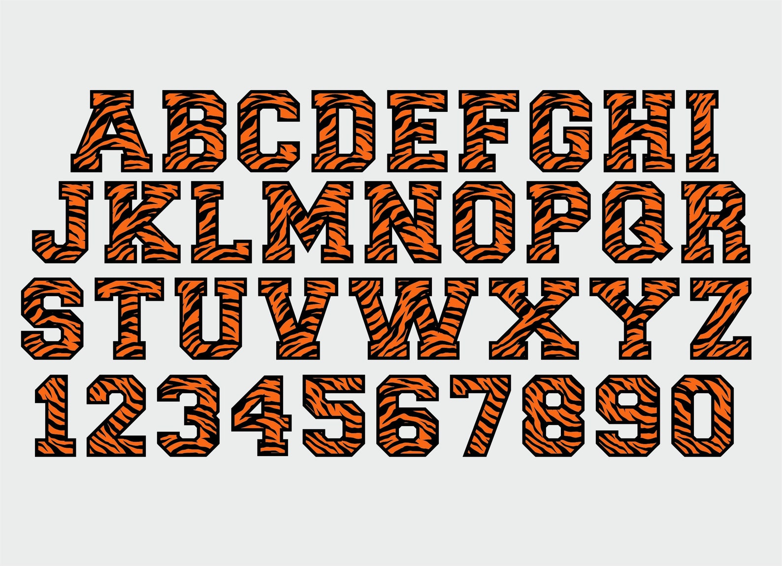 Tiger Svg Tiger Font Tiger Alphabet Animal Font Wild | Etsy
