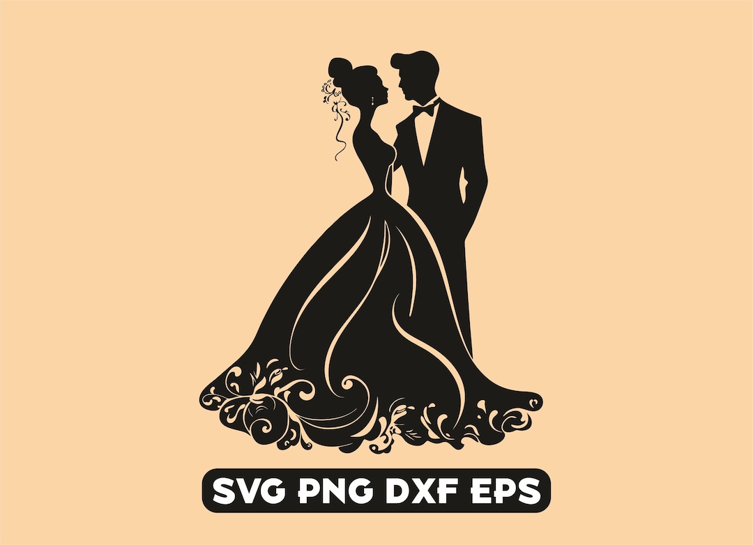 Wedding Svg, Couple Silhouette, Bride and Groom Svg, Newlyweds Svg ...