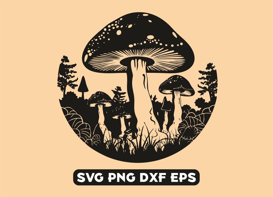 Mushrooms Svg, Mushroom in the Forest Clipart, Forest Mushrooms Png ...