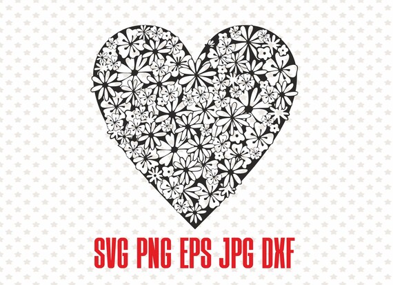 Floral heart svg love svg flower heart png valentines day | Etsy