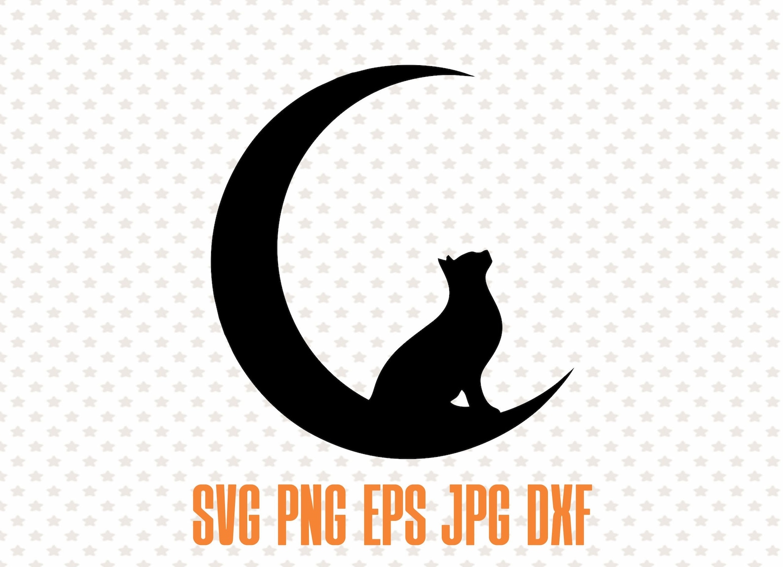 Chat et la conception de svg de lune silhouette de lune de | Etsy