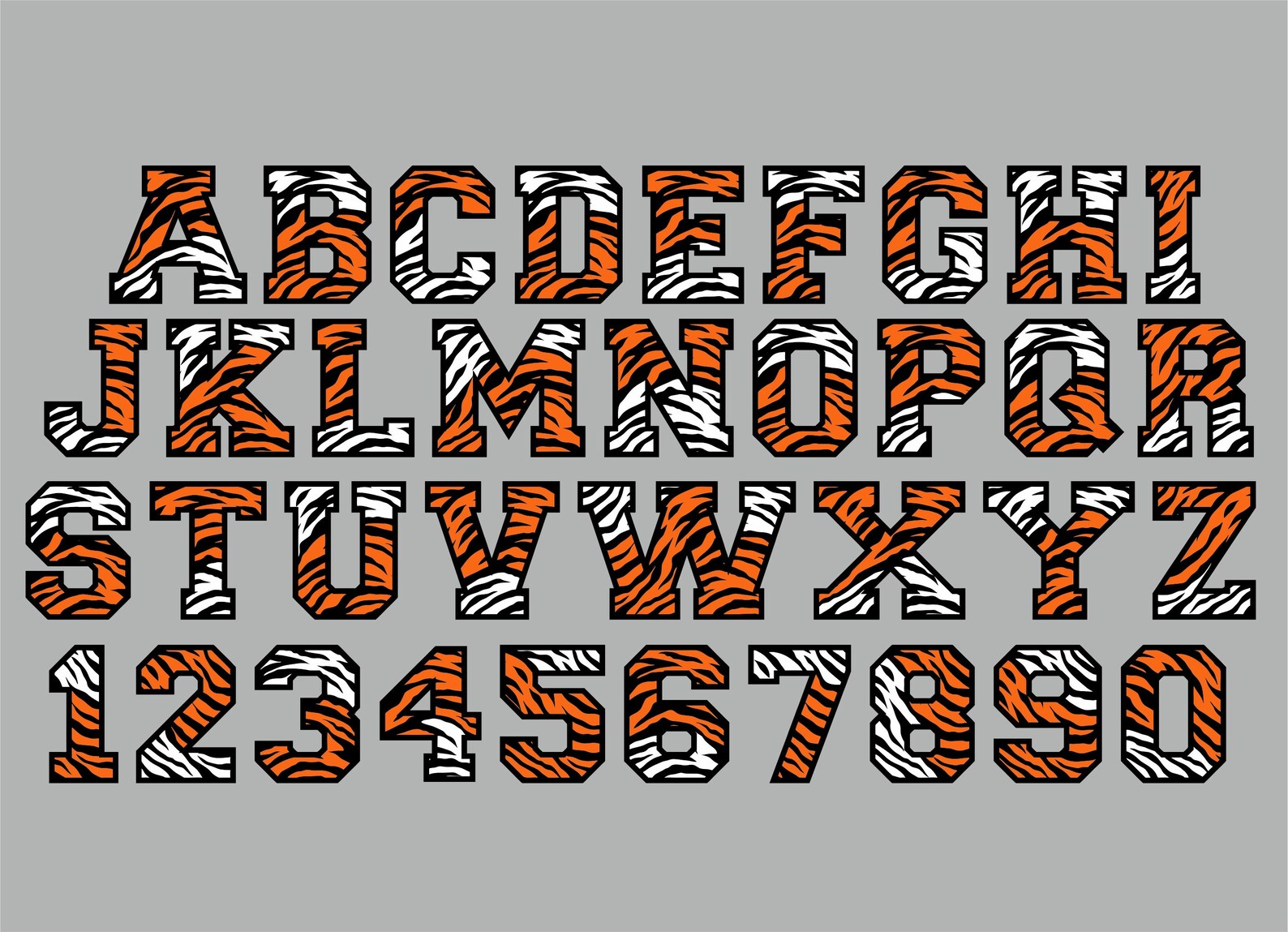 Tiger Svg Tiger Font Tiger Alphabet Animal Font Wild | Etsy