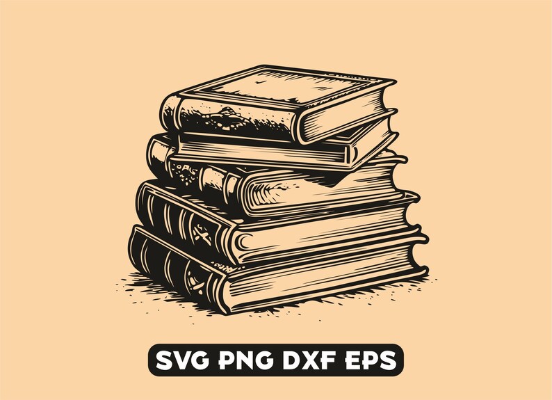 A Stack of Books Svg Library Svg Reading Svg Book - Etsy