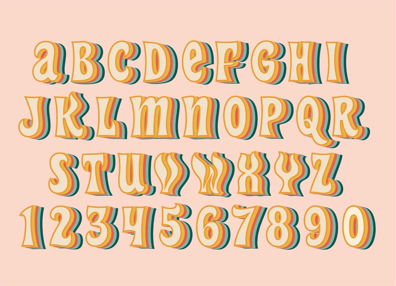 Vintage Font Retro Font Groovy Font 70s Alphabet 80s - Etsy