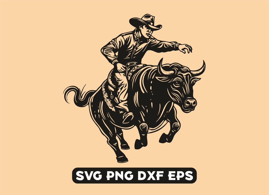 Rodeo Svg, Bull Rider Svg, Western Svg, Ranch Clipart, Bull Riding ...