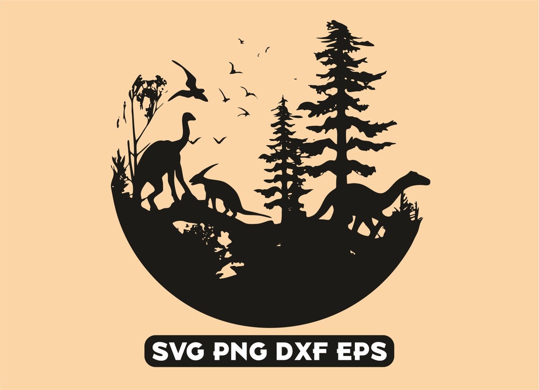 Dinosaur Scene Svg, Dinosaur Svg, Dino Svg, Dino Scene Clipart - Etsy