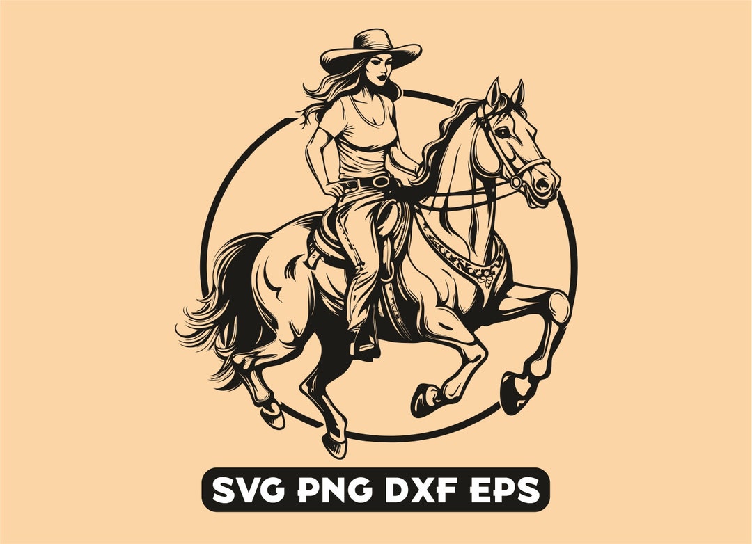 Woman Riding Horse Svg, Cowgirl Svg, Girl on Horse Svg, Horse Riding ...