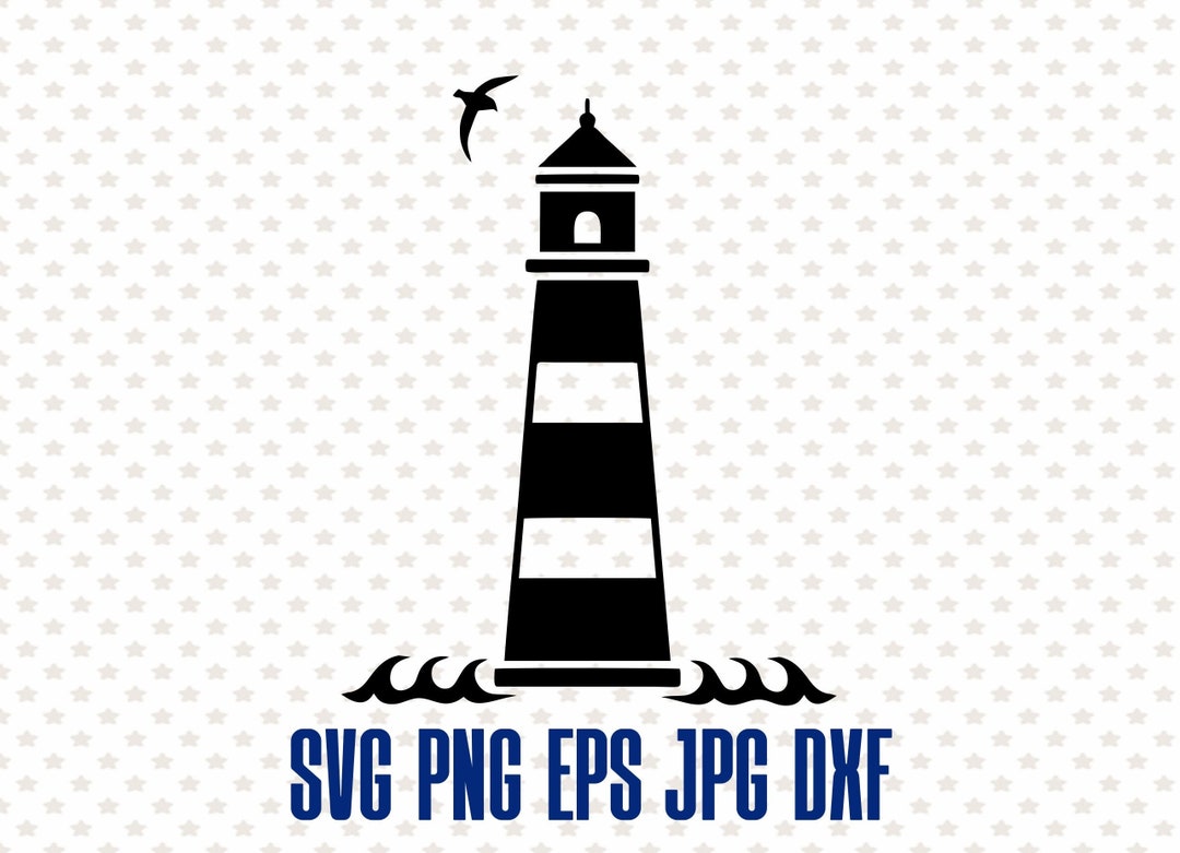 Lighthouse Svg, Vector Nautical Clipart, Ocean Print Silhouette, Light ...