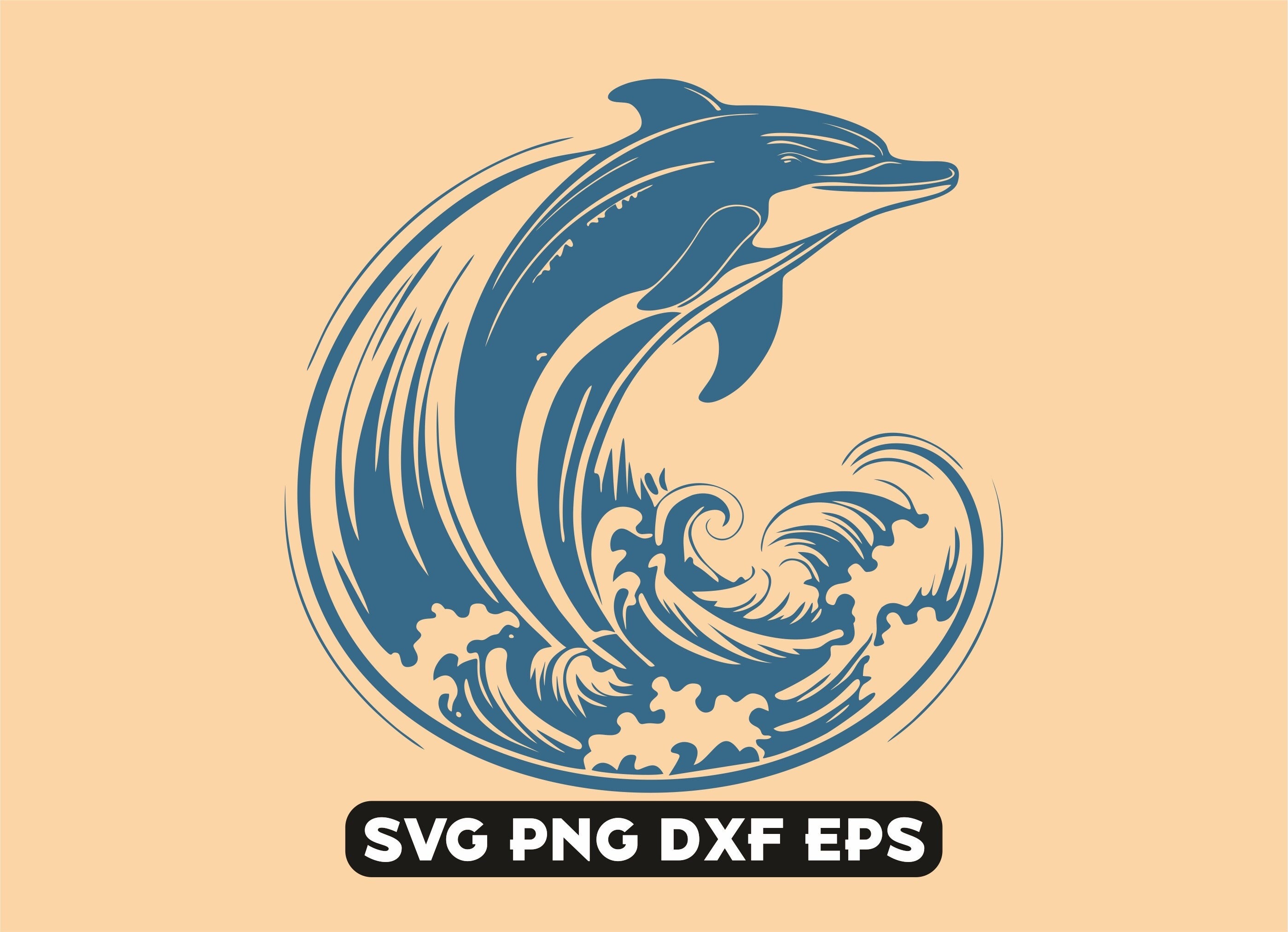 Delfín svg, delfín en las olas svg, océano svg, imágenes prediseñadas ...
