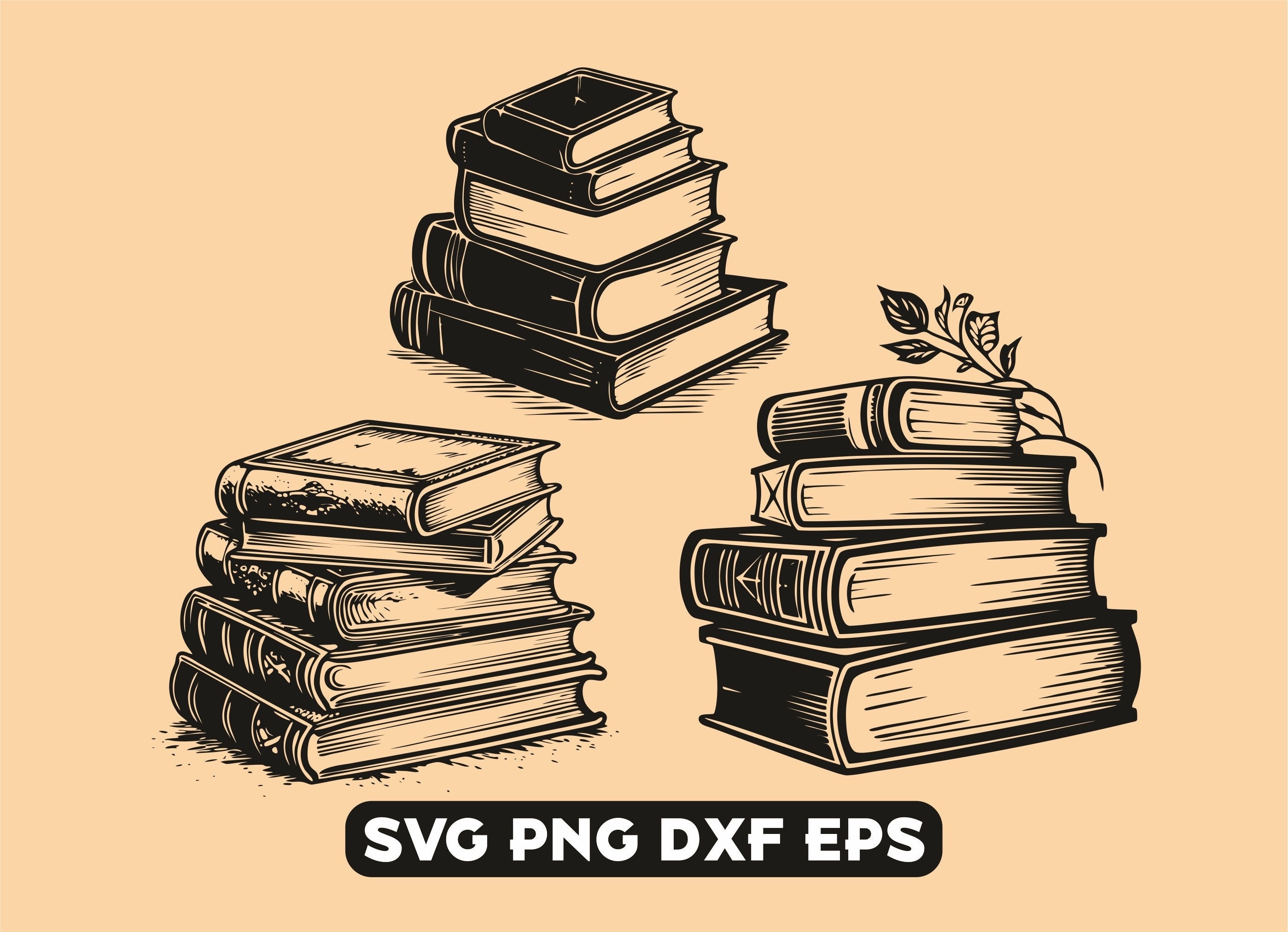 A Stack of Books Svg, Library Svg, Reading Svg, Book Silhouette - Etsy