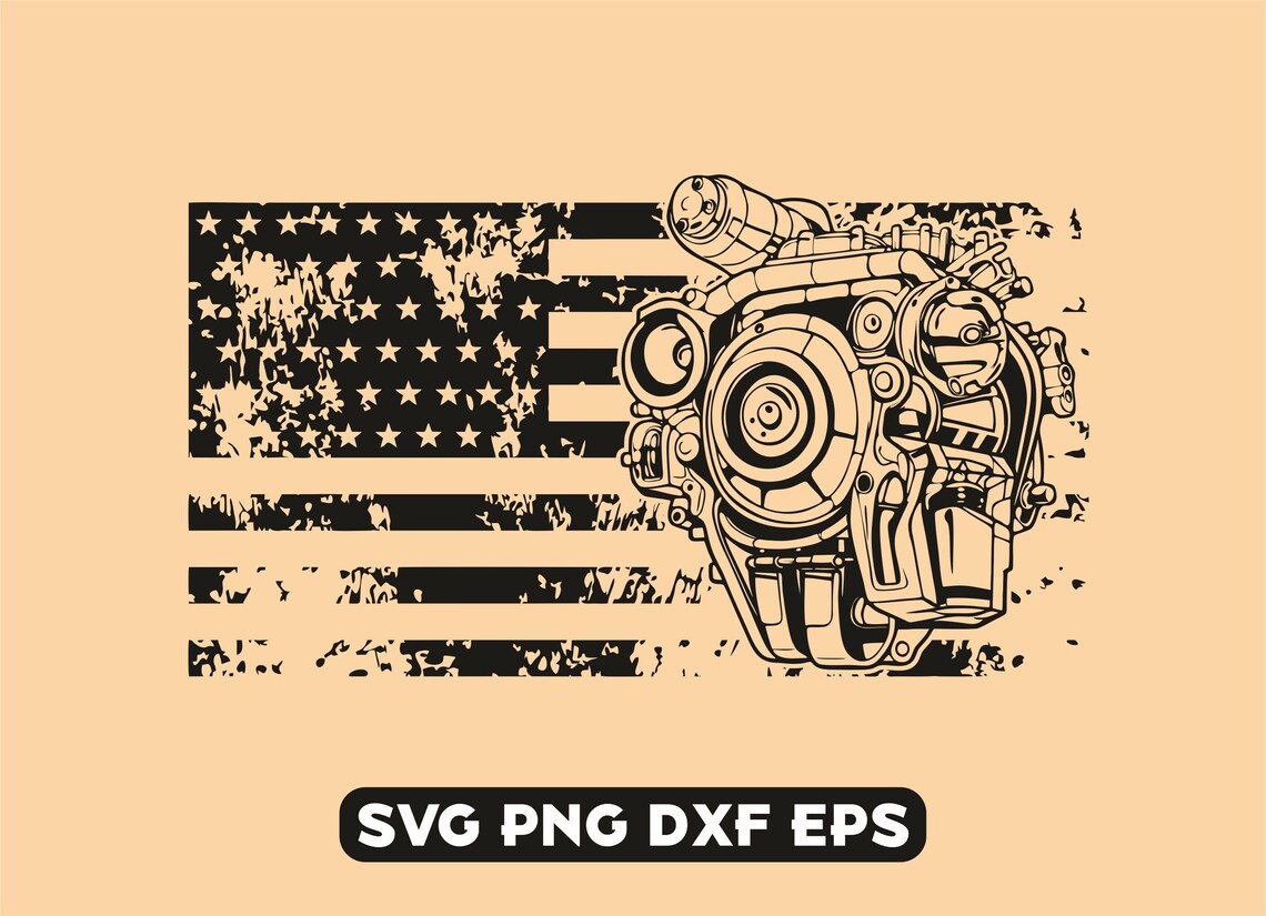 Us Flag Car Engine Svg Car Mechanic Svg Engine Silhouette - Etsy