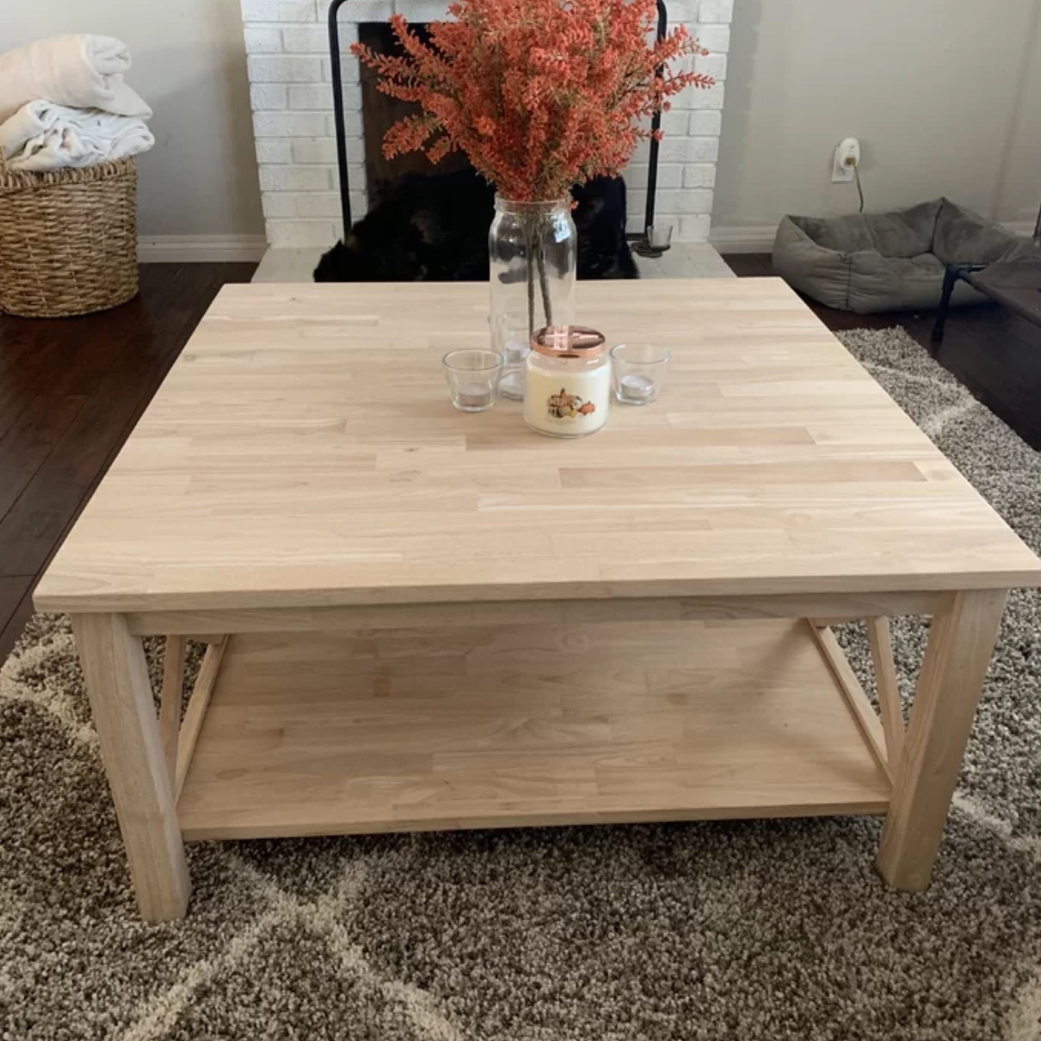 Square Coffee Table Unfinished Coffee Table Living Room Furniture - Etsy