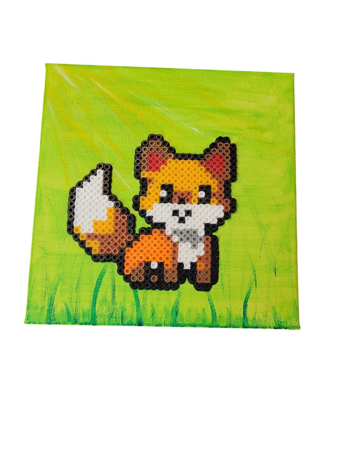 Fox Perler Bead Sprite on Stretched Canvas - Etsy