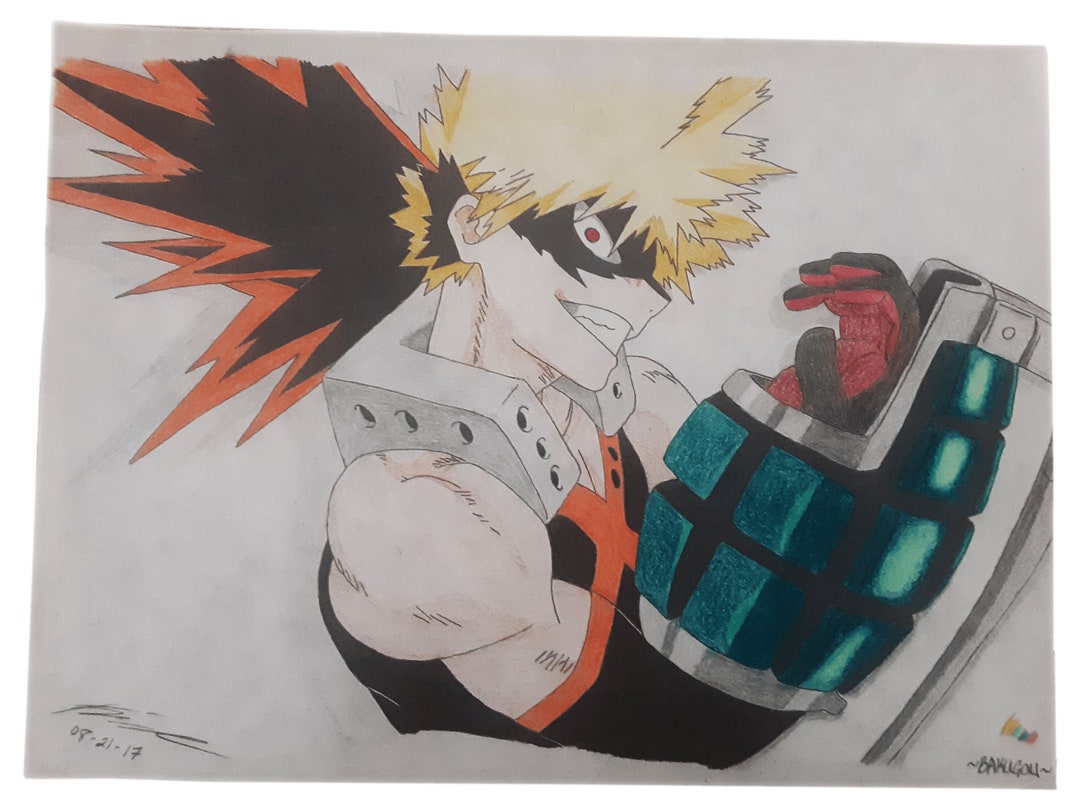 Katsuki Bakugo My Hero Academia Drawing on Paper - Etsy