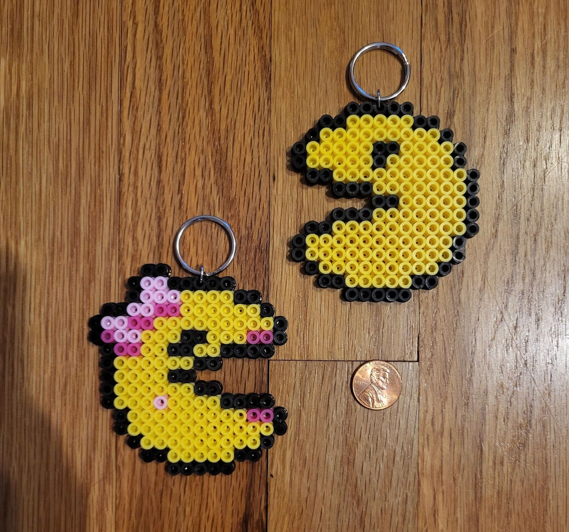 Pac-man and Ms. Pac-man Keychain Arcade Perler Bead Sprites - Etsy
