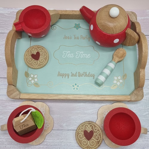 Personalised Wooden Tea Set Role Play Toy Wooden Toy | Etsy