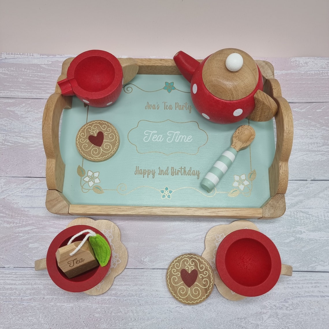 Personalised Wooden Tea Set Role Play Toy Wooden Toy | Etsy