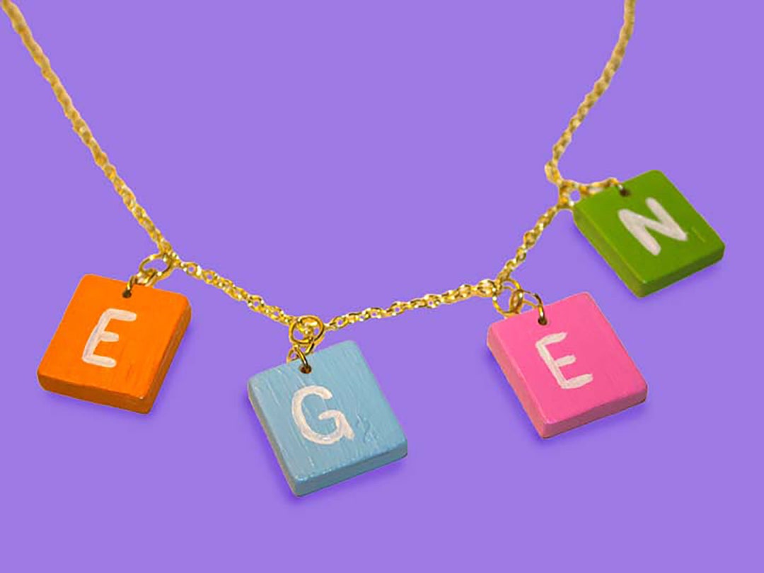 Scrabble Tile Necklace Handmade Jewelry, Kawaii Necklace - Etsy Norway