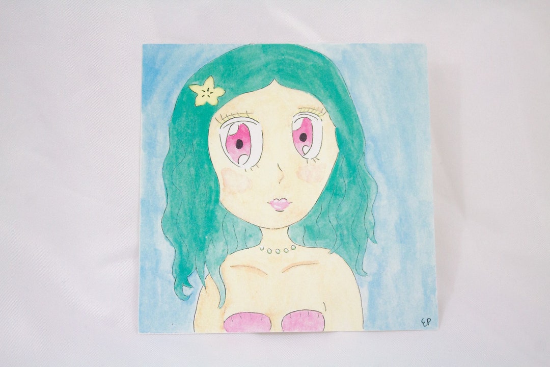 Mermaid Girl Prints Anime Prints, Original Character, Watercolor - Etsy
