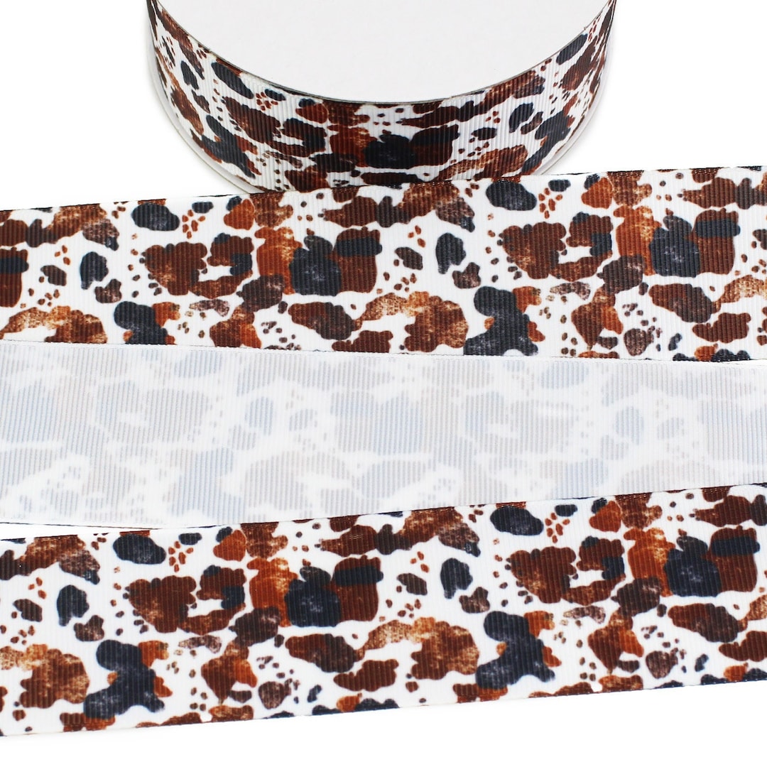Cow Print Grosgrain Ribbon - Cowhide - Animal Print Ribbon - 3/8", 5/8 ...