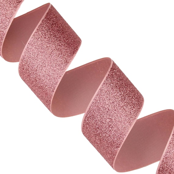 Rose Gold Glitter Grosgrain Ribbon Mess Free 5yd Roll | Etsy