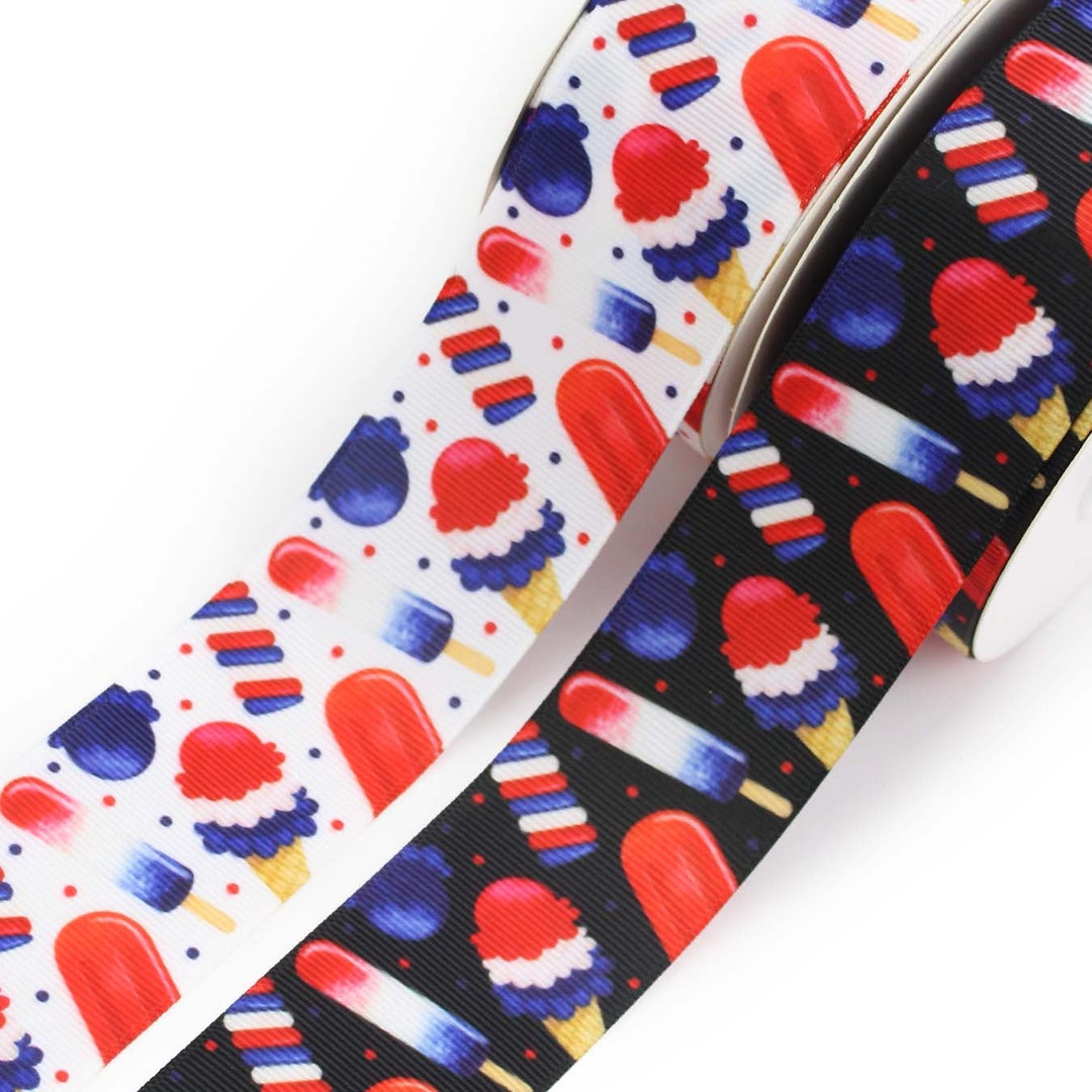 Patriotic Ice Cream Grosgrain Ribbon - Red, White and Blue - 4th of ...