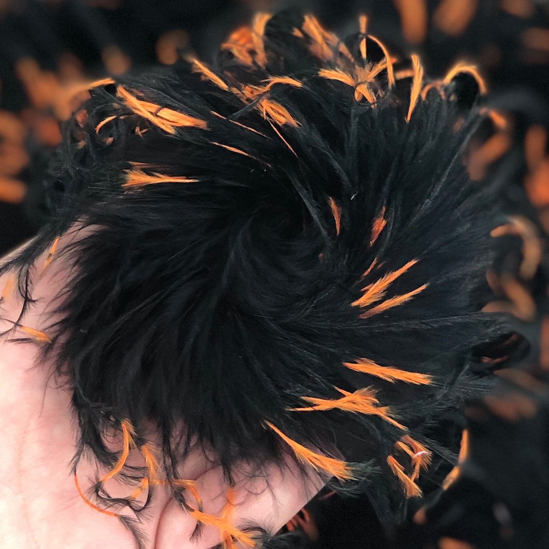 Ostrich Feather Puffs - Black and Orange - QTY: 1 Puff - Etsy