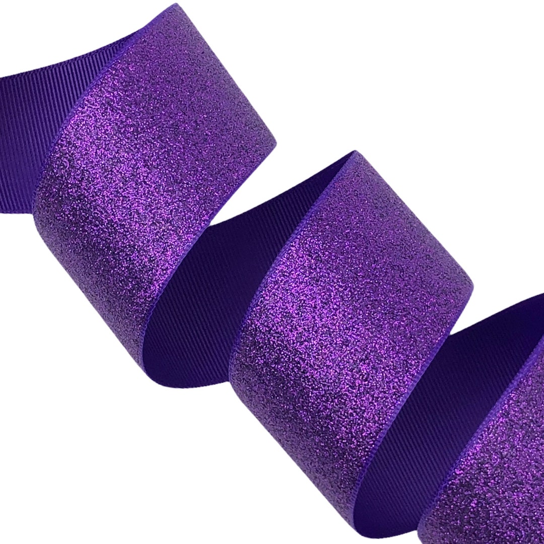 Purple Glitter Grosgrain Ribbon Mess Free 5yd Roll - Etsy