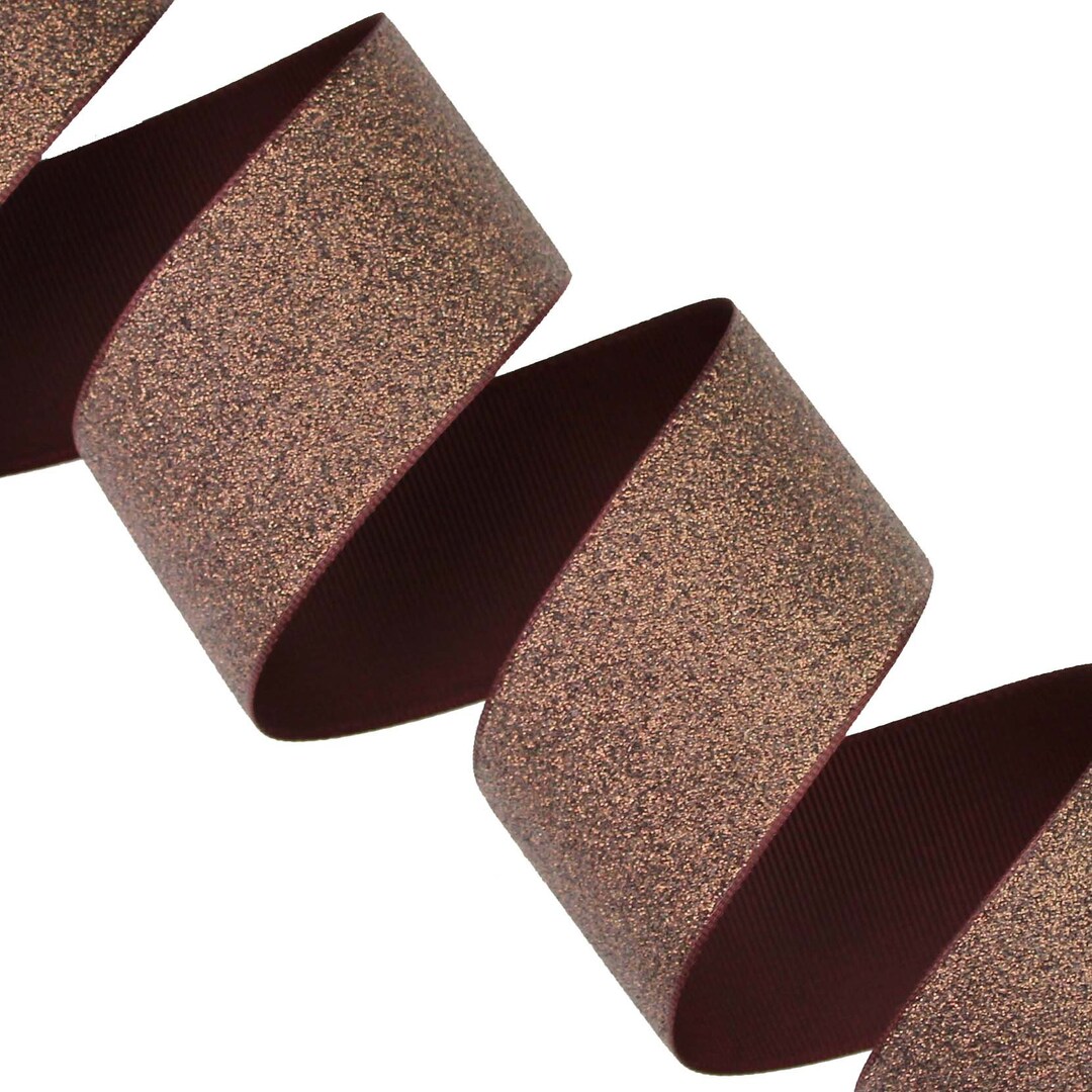 Brown Glitter Grosgrain Ribbon Mess Free 5yd Roll - Etsy